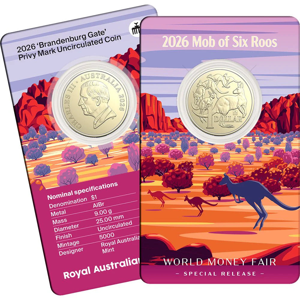 2026 $1 Mob of 6 Roos Coin in card | KK's Coins & Collectibles